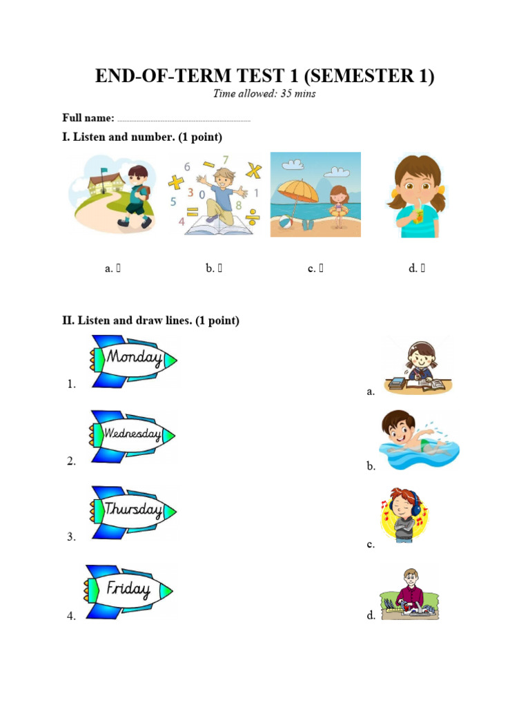 End-Of-term Test 1 (Semester 1) | PDF | Language Arts & Discipline ...