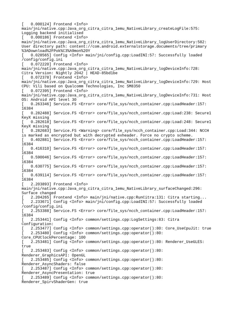 Citra Log | PDF | Operating System Technology | Software