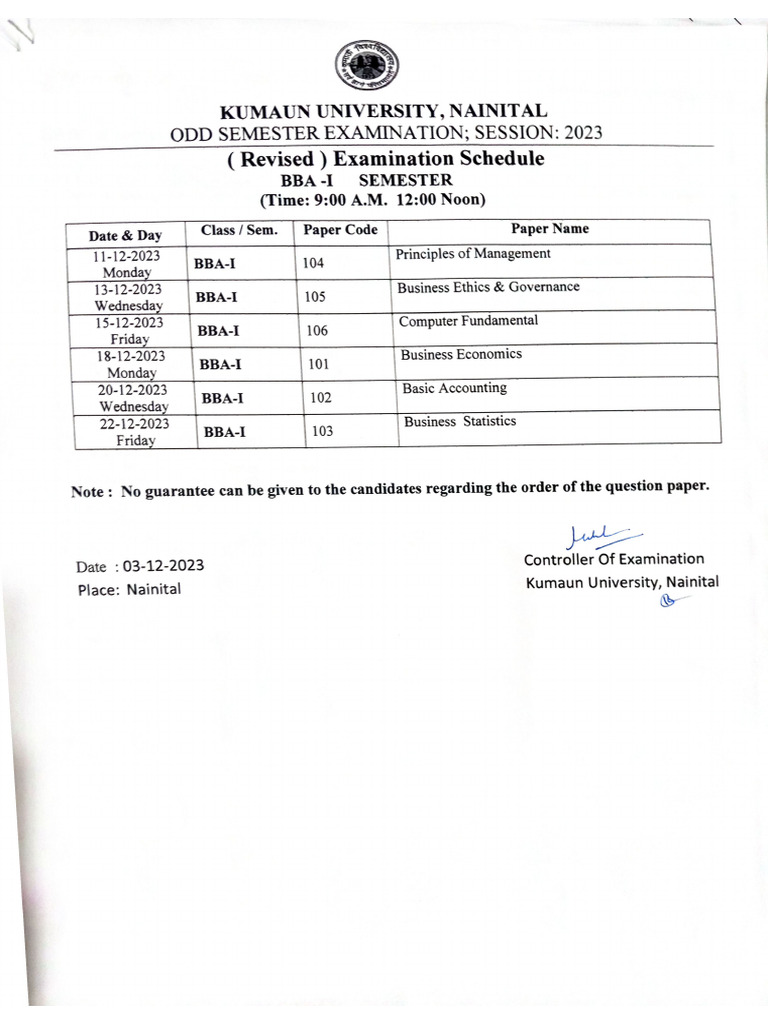 Revised Scheme BBA 2023 | PDF