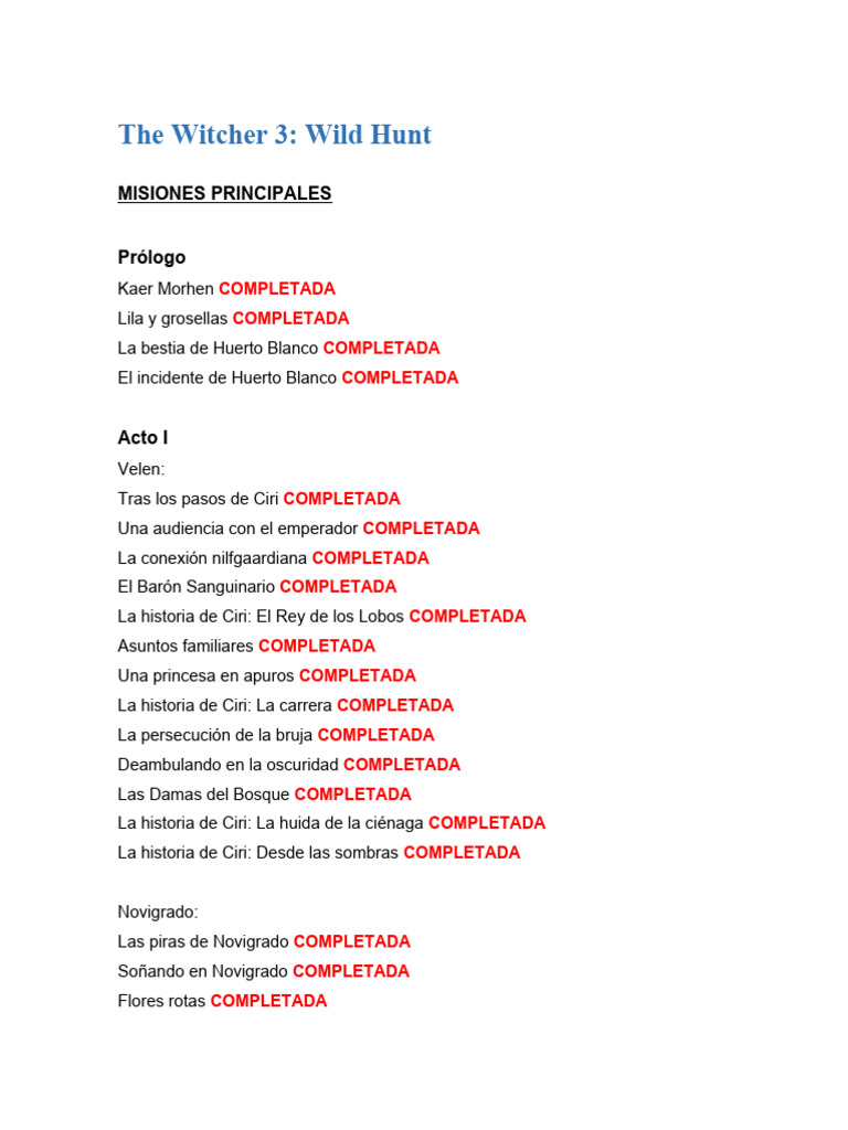 Guía de Misiones en The Witcher 3 | PDF | Arte