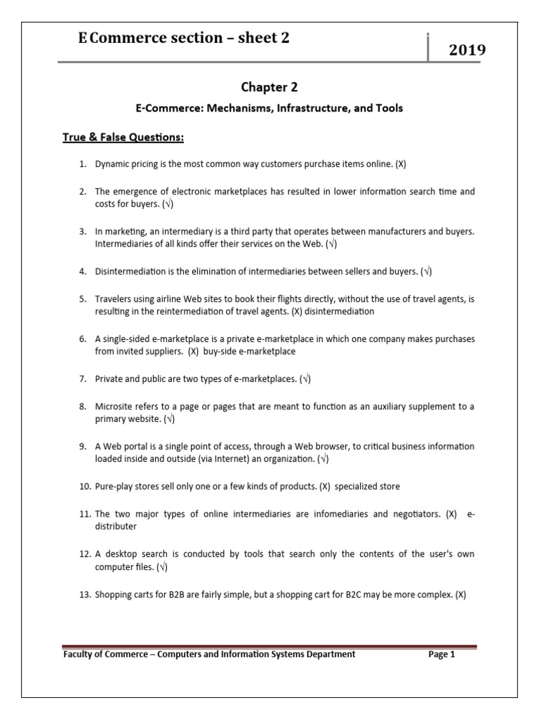 E Commerce Section - Sheet 2 - answer | PDF | Auction | E Commerce