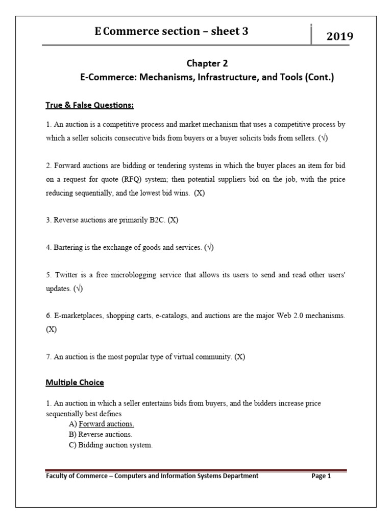 E Commerce Section - Sheet 3 - Answer | PDF | Auction | World Wide Web