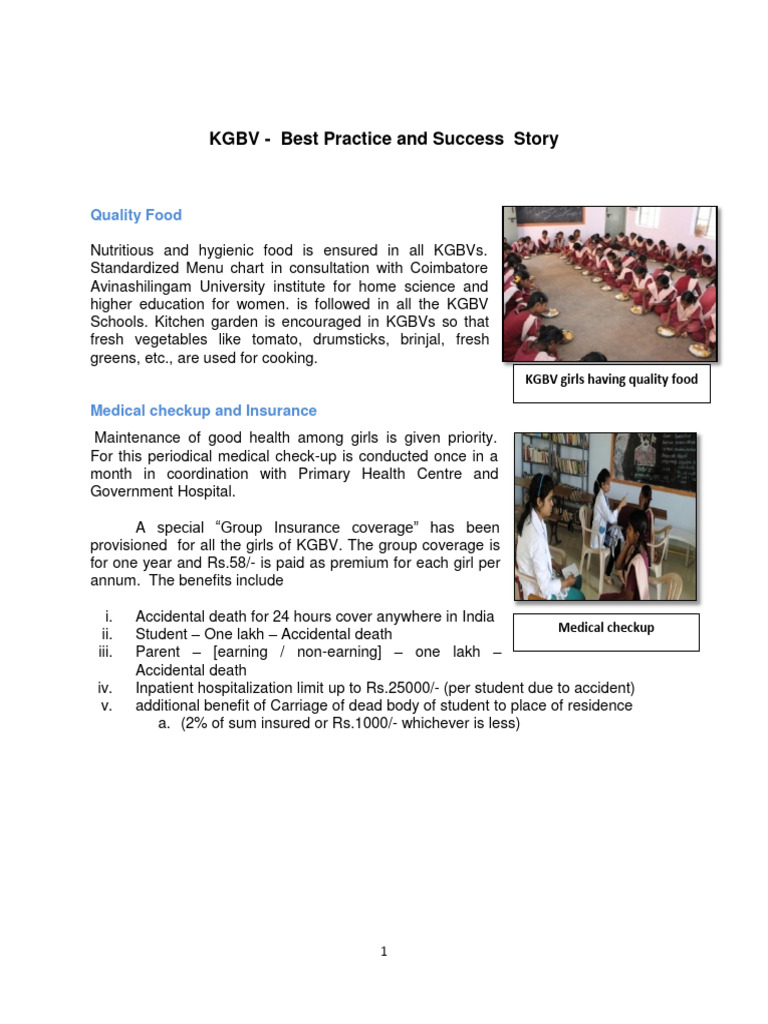 Documentation of Kgbvs Best Practice and Success Stories | PDF
