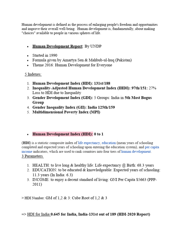 Human Development | PDF | Human Development Index | Economics