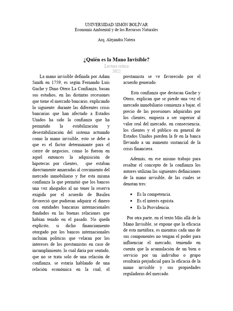 ALEJANDRA NATERA, Qué Es La Mano Invisible | Descargar gratis PDF ... ALEJANDRA NATERA, Qué Es La Mano Invisible | Descargar gratis PDF ...