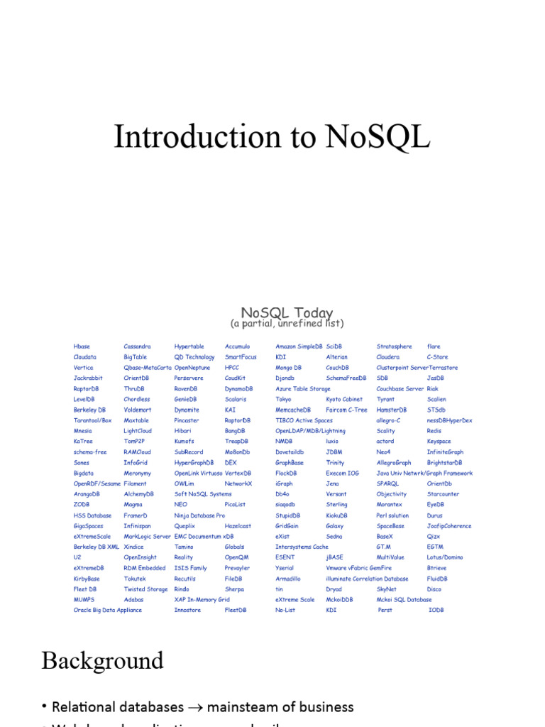 Lecture NoSqlIntro | PDF | No Sql | Information Technology Management
