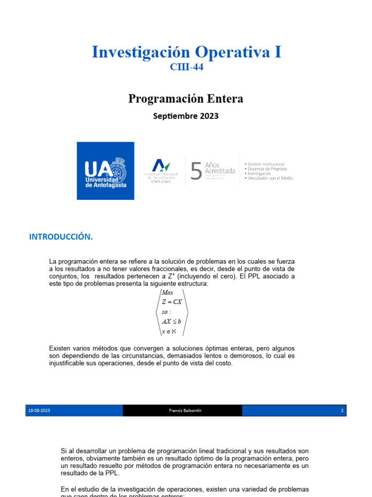 ProgramaciÃ N Entera | Descargar gratis PDF | Programación lineal | Ciencia computacional