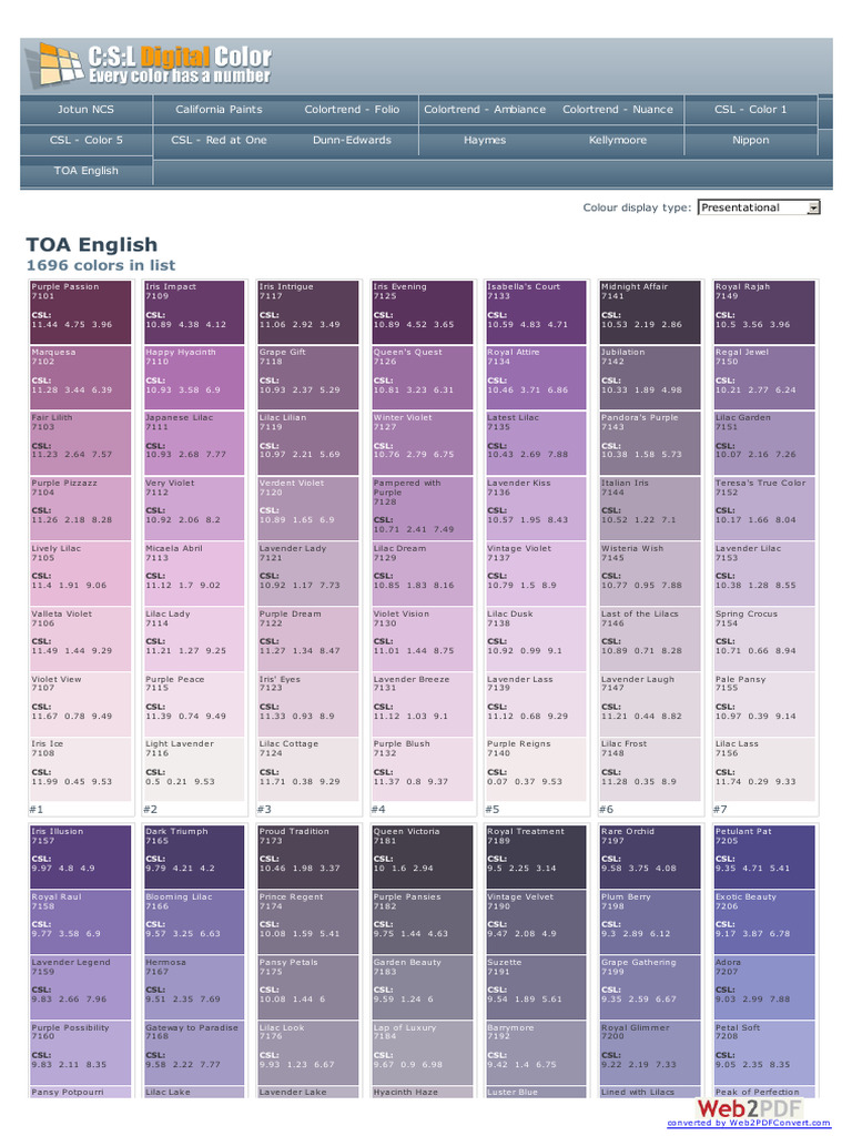 Toa Color Card | PDF