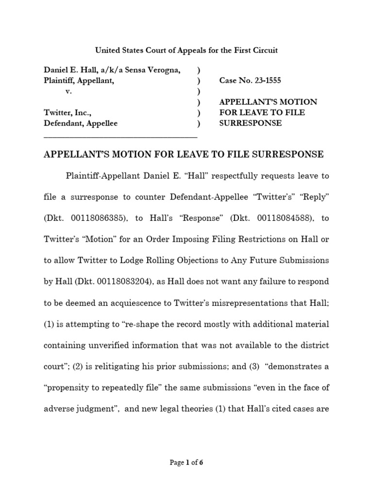 Motion For Leave To File Surresponse | PDF | Default Judgment | Courts
