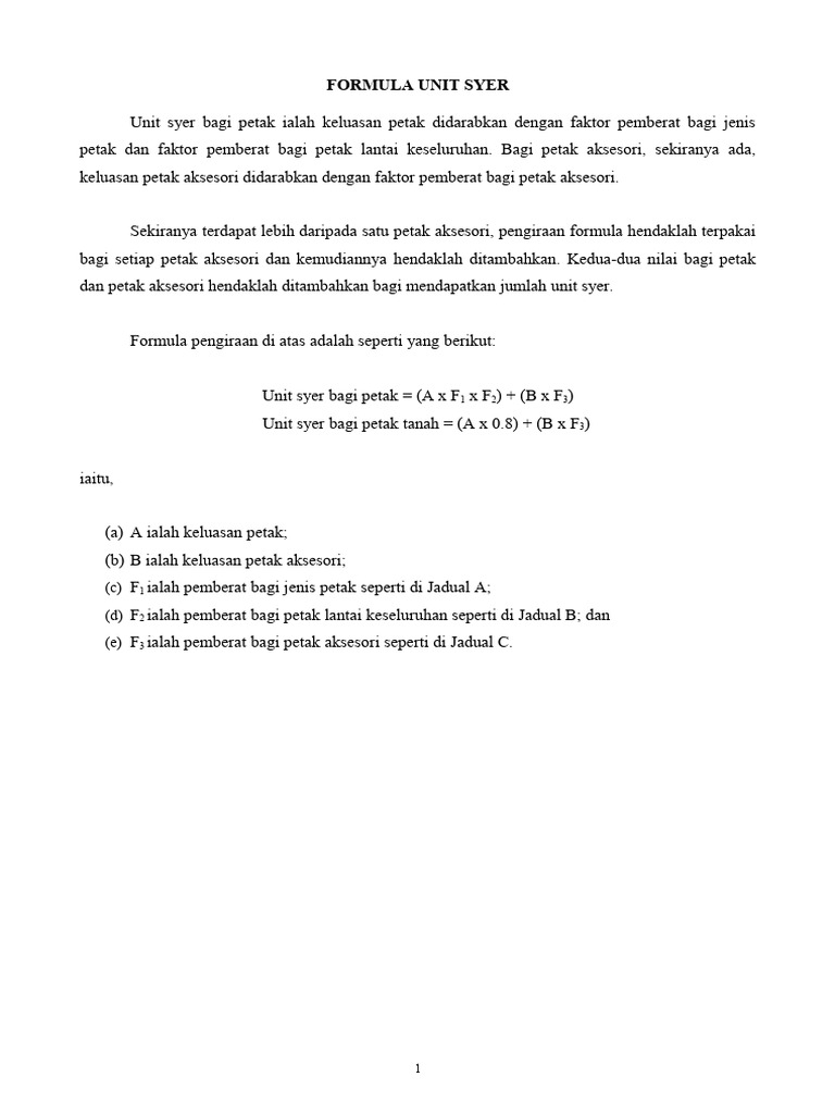 Panduan Penetapan Formula Unit Syer (BM) | PDF