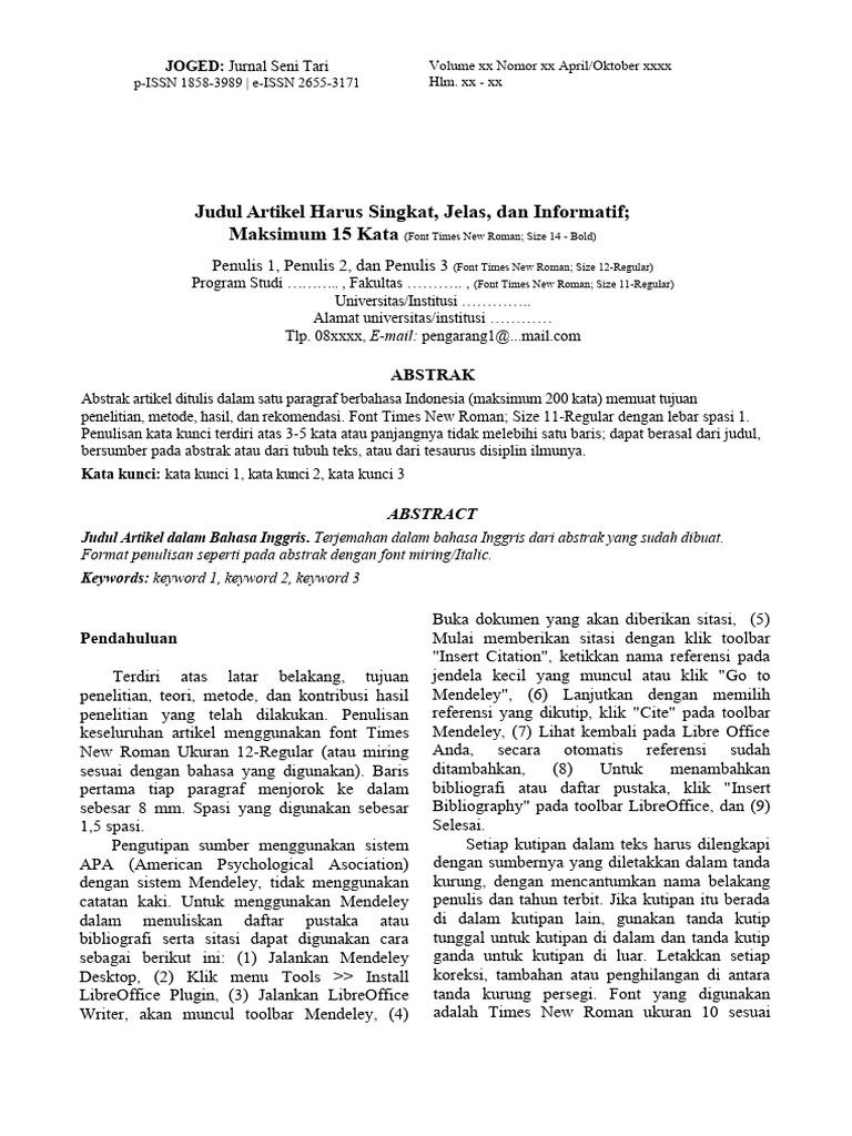 Templete - Format Penulisan JOGED | PDF