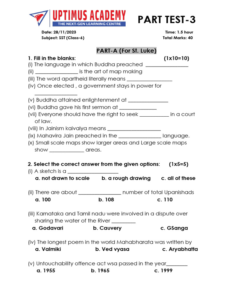 SST Class 6 Part Test-3 | PDF | Longitude | Indian Religions SST Class 6 Part Test-3 | PDF | Longitude | Indian Religions