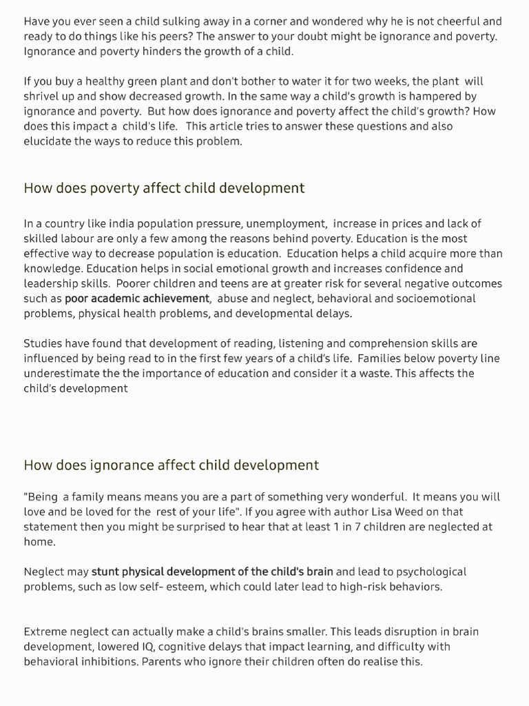 How Does Poverty Affect Child Growth | PDF