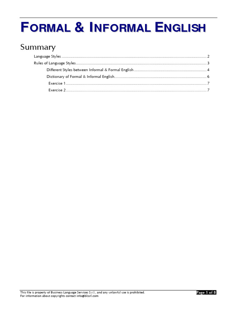 Formal Informal English | PDF | English Language | Grammatical Number
