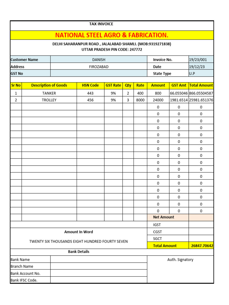 Tax Invoice Formate | PDF