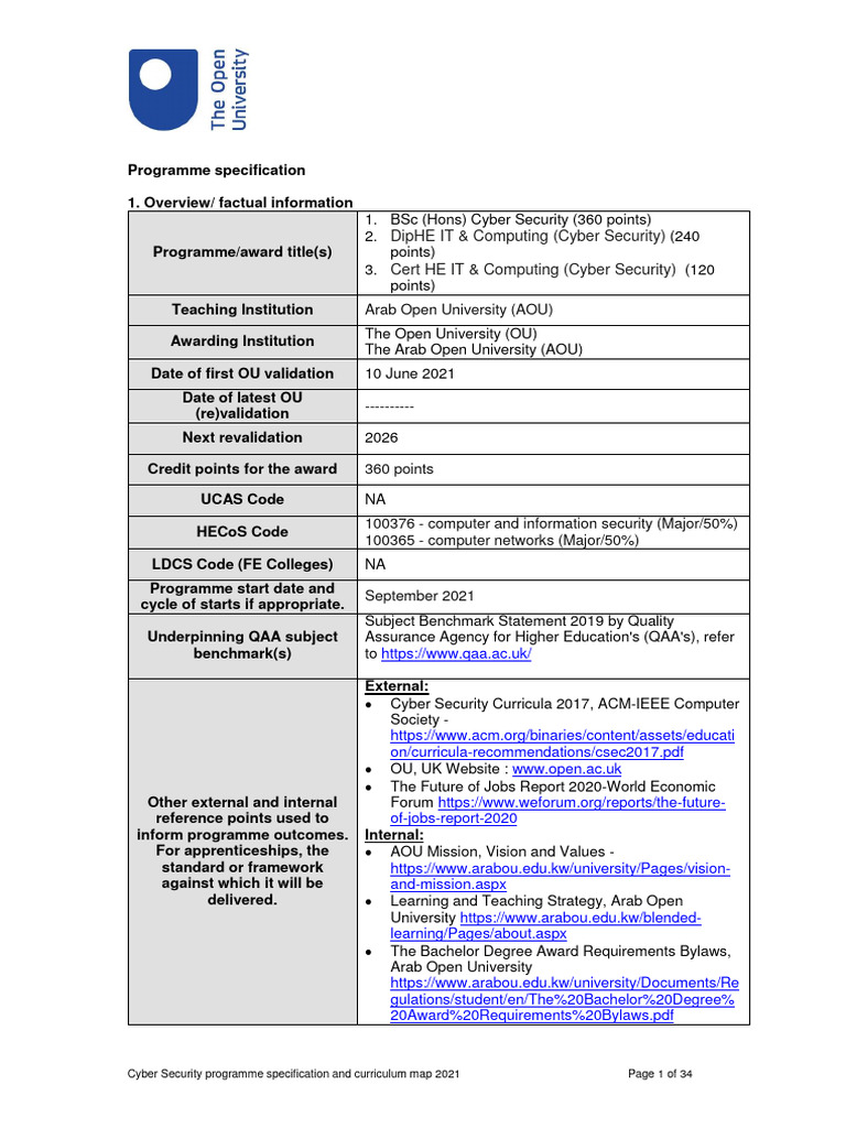BSc Cyber Security Programme Overview | PDF | Computer Security | Security