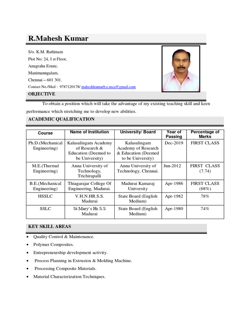 RESUME MAHESH Comp | PDF