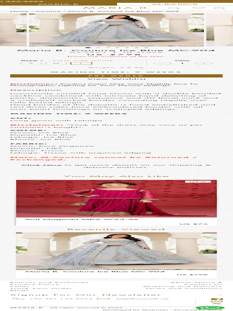 Maria B. Couture Ice Blue MC-904 - Maria.B. Designs (AE) | PDF ...