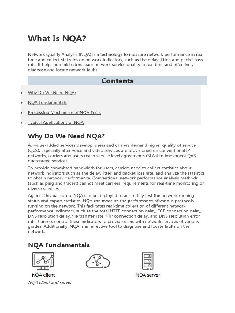 What Is NQA | PDF | Networking | Multiprotocol Label Switching
