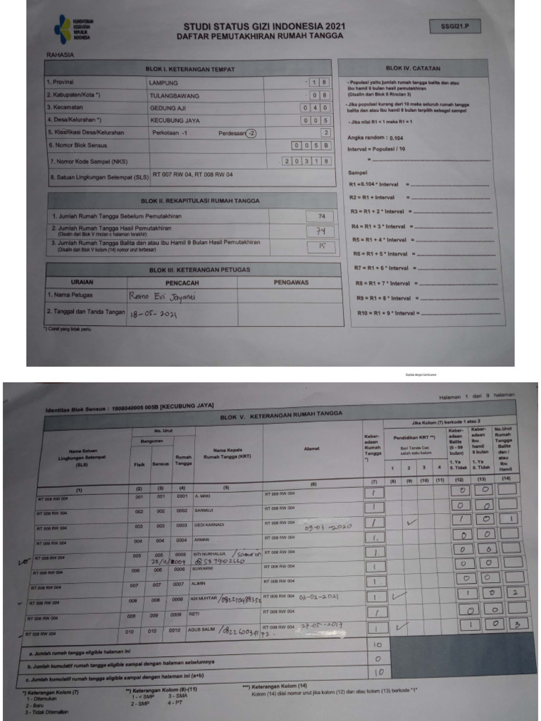 Form Updating Ruta Kecubung Jaya PKM Gedung Aji | PDF