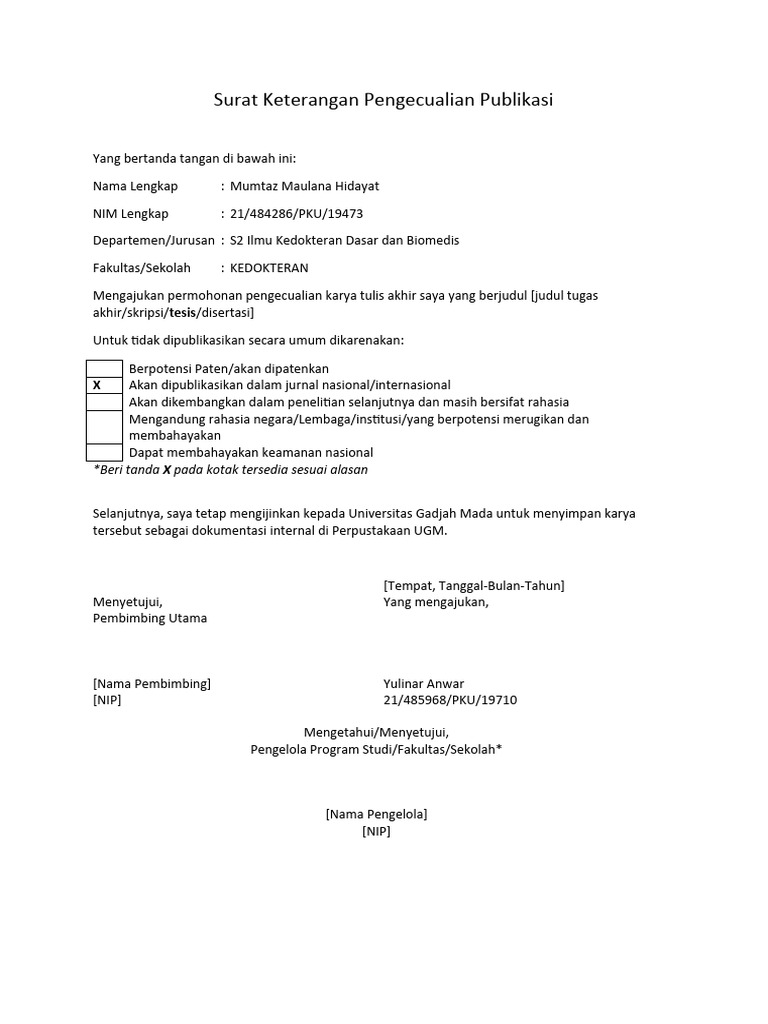 Surat Keterangan Pengecualian Publikasi - 20230926070036 | PDF