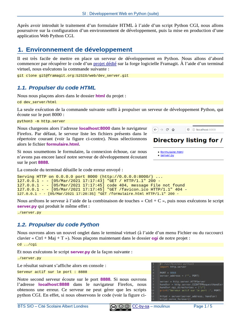 SI Web 4 Formulaires HTML CGI Python3 Dev Prod | PDF | Internet | Internet et Web