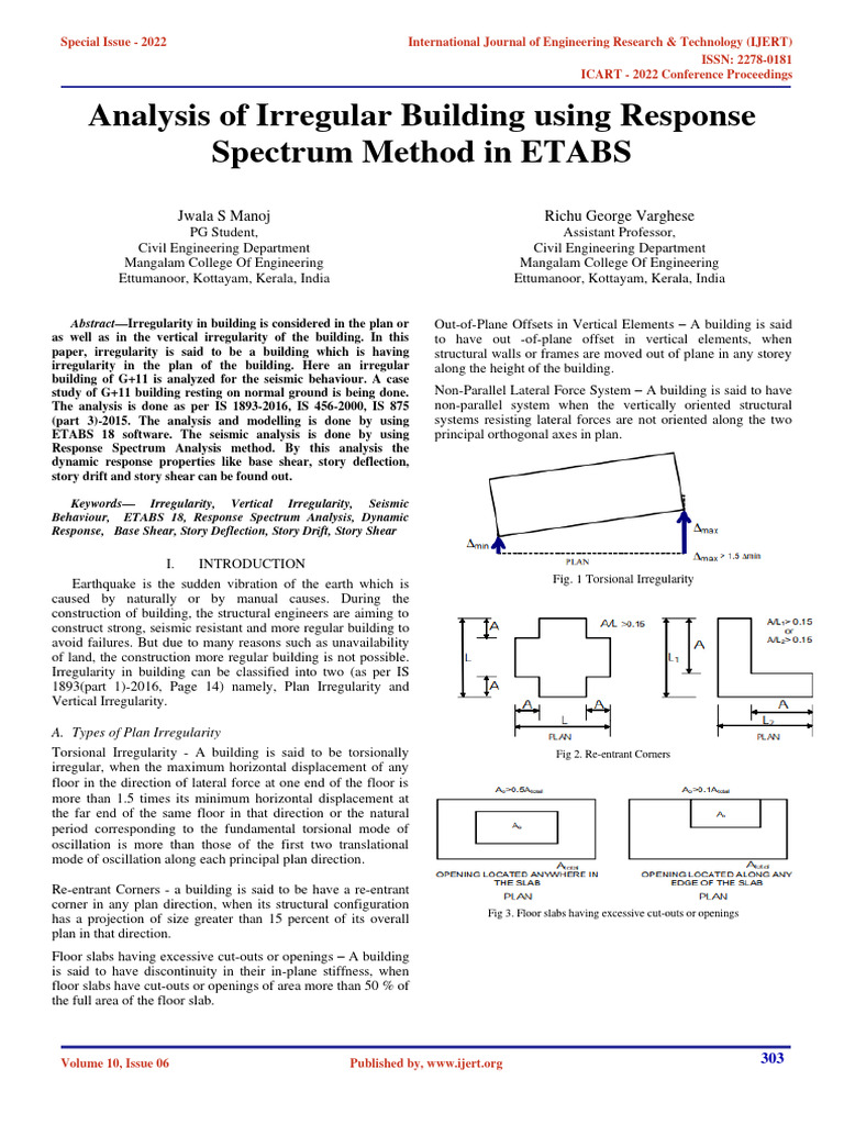 Analysis of Uilding Using Response Spectrum Method in Etabs IJERTCONV10IS06075 | PDF