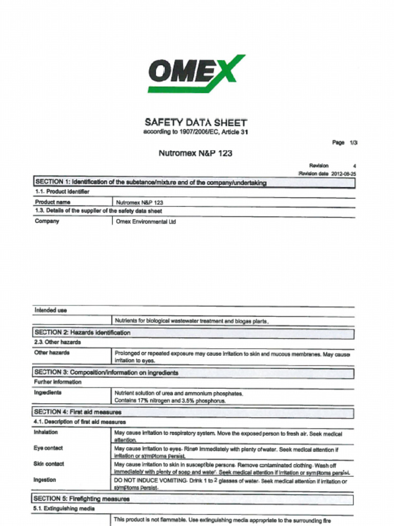 Omex MSDS | PDF