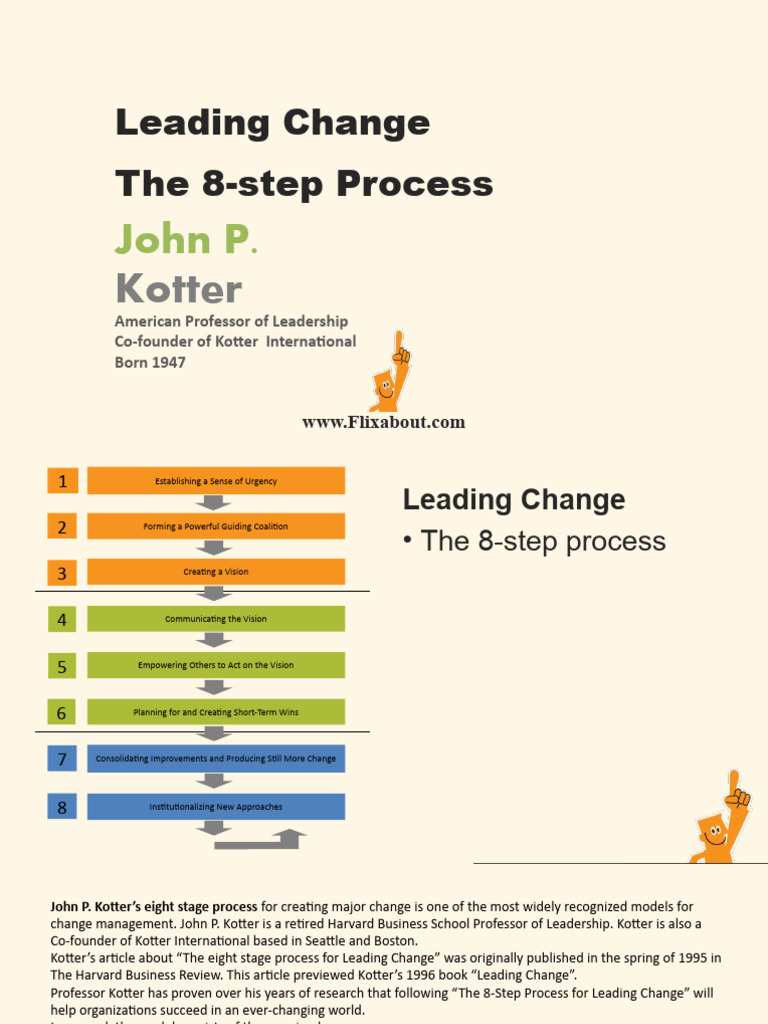 Kotters 8 Steps-Short and Text | PDF | Leadership | Change Management