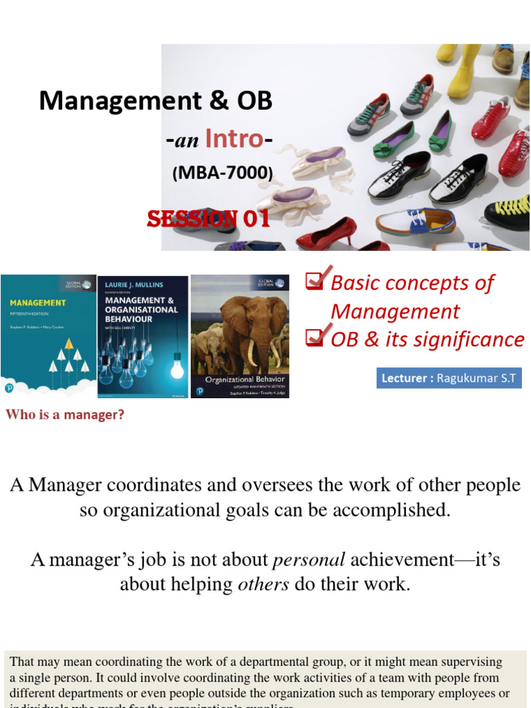 MBA7000 L1_Management & OB Intro | PDF | Leadership | Organizational Behavior