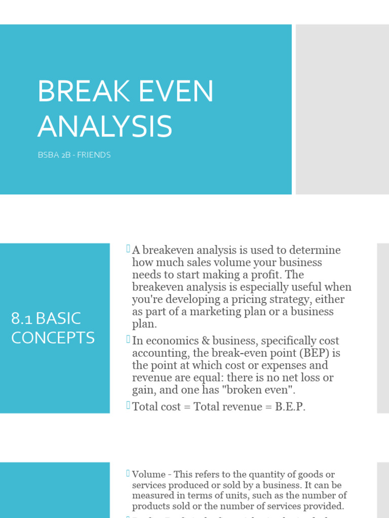 Break Even Analysis 8 1 8 2 Pdf Management Accounting Economics