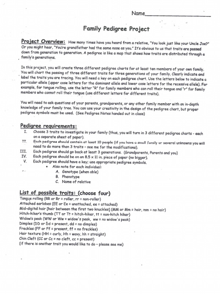 Pedigree Project 2582qjl 1myoia4 | PDF