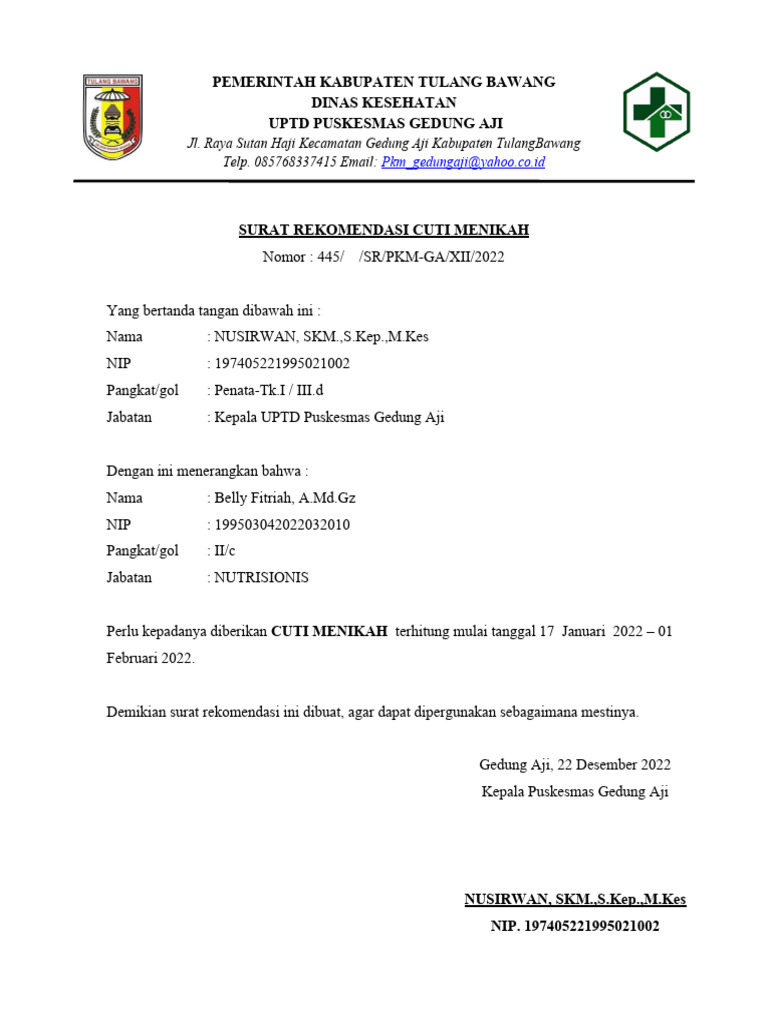 Rekom Cuti Widya | PDF