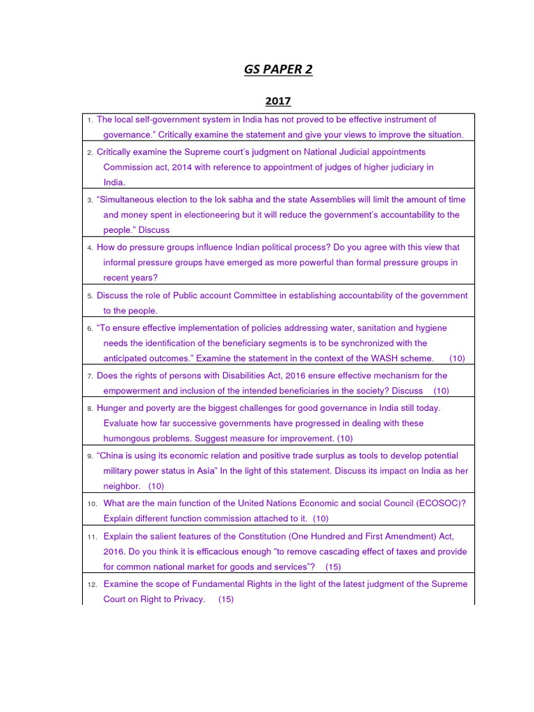 GS Paper 2 | PDF