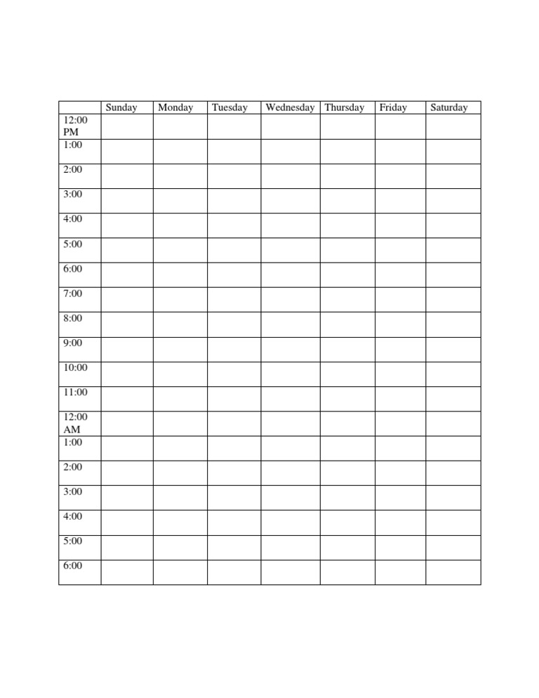 Blank - Weekly Schedule | PDF
