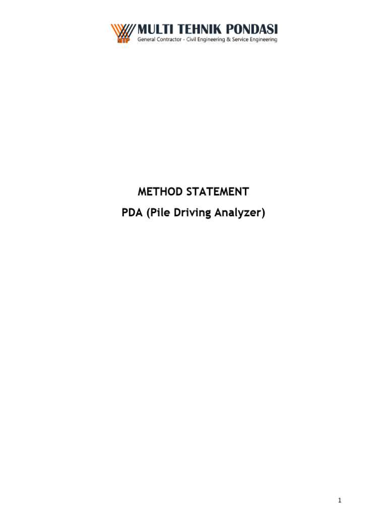 Method Statement Pda | PDF