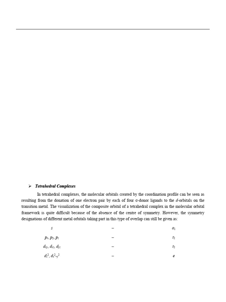 MOT-Tetrahed-Square-Planar (Sima & Pie) | PDF | Molecular Orbital ...