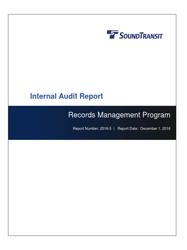 Internal Audit Update-2016 Records Management Program | PDF | Records Management | Audit