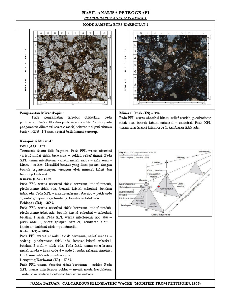 Analisis Petrografi Batupasir Karbonatan | PDF