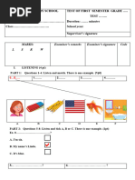 Grade 1 English Diagnostic Test | PDF | Wellness