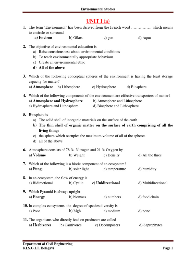 Evs - Unit I | PDF | Ecosystem | Soil
