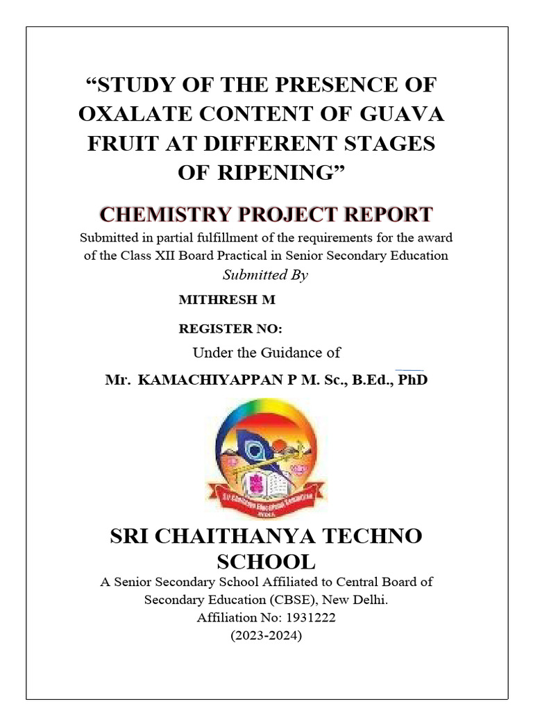 Oxalate Content in Guava Ripening Stages | PDF | Titration | Chemistry