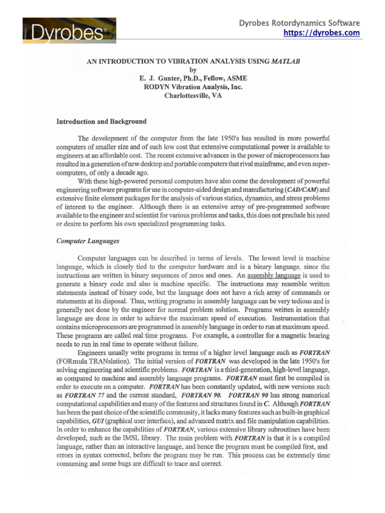 An-Intro To-Vibration MATLAB 1998a Linked | PDF | Matrix (Mathematics ...