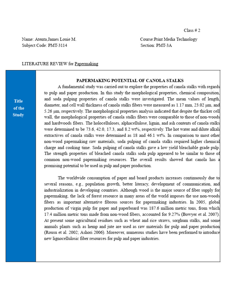 Papermaking 1 Atenta | PDF | Pulp (Paper) | Paper