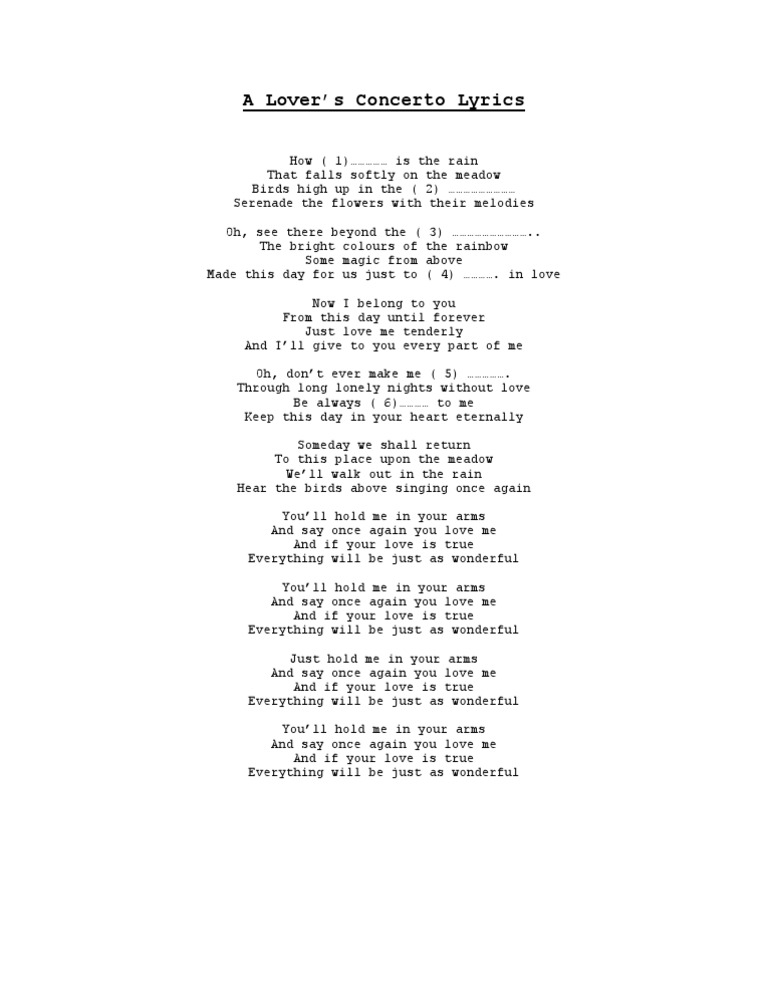 A Lover's Concerto Lyrics | PDF | Language Arts & Discipline