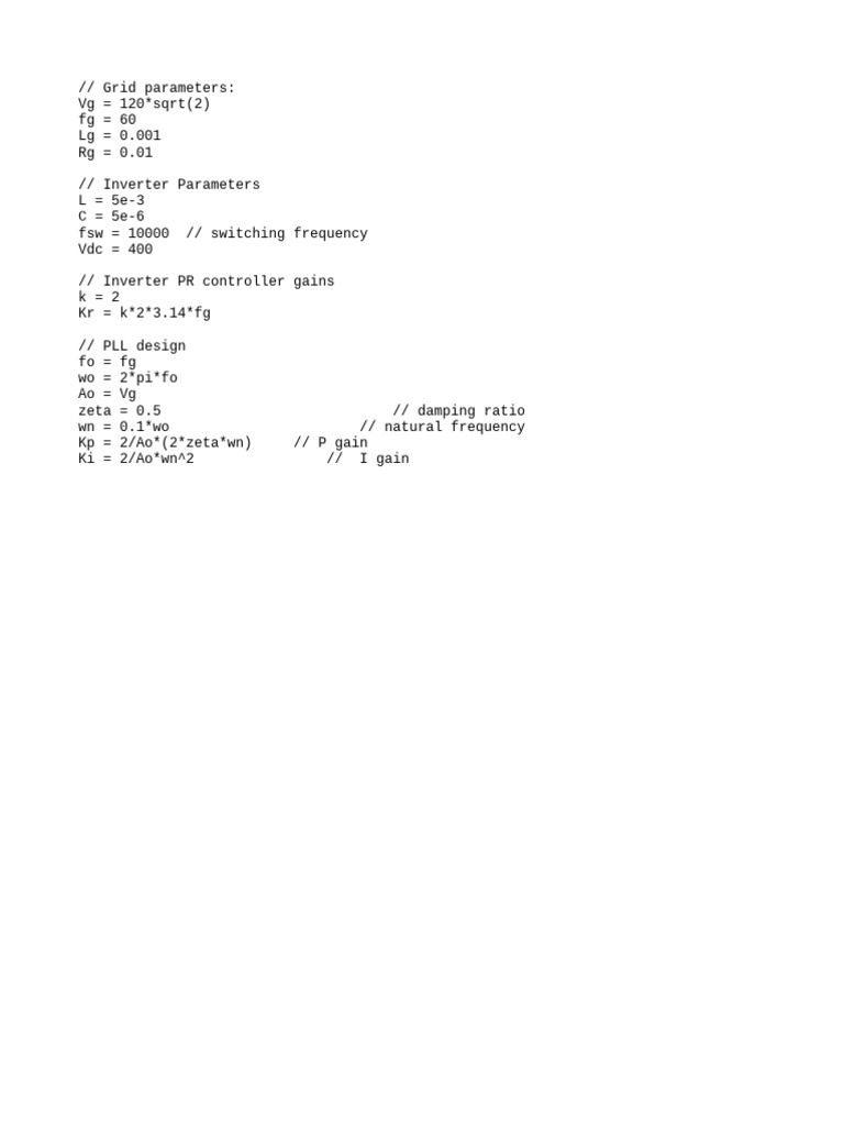 Parameters - Single-Phase Inverter - PLL | PDF | Science & Mathematics | Computers