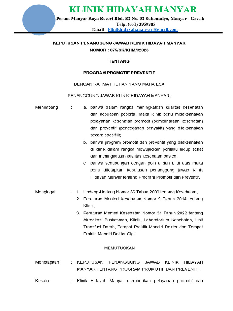 SK Program Promotif Preventif | PDF