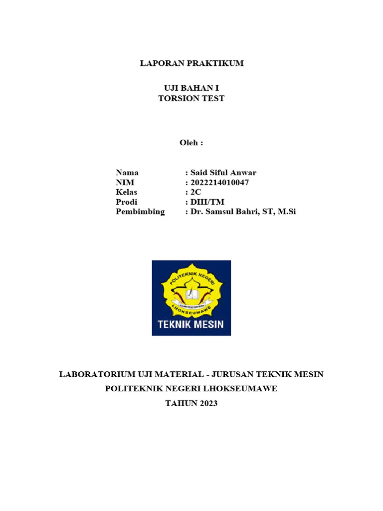 Laporan Torsi 1 Tna (Saiful | PDF
