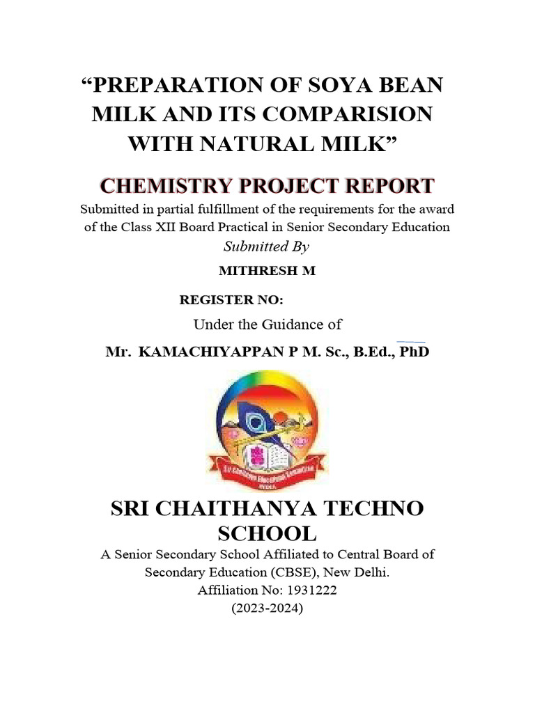 Soybean Milk vs. Natural Milk Project | PDF | Milk | Soy Milk