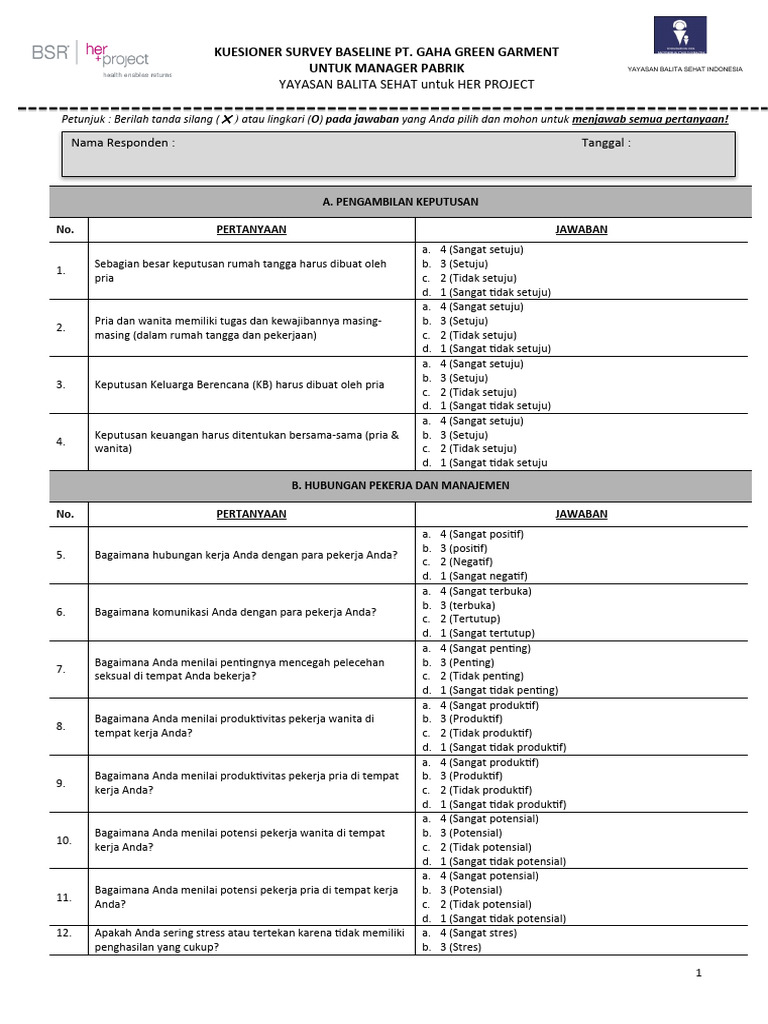 Baseline Survey Questionnaire Manager | PDF